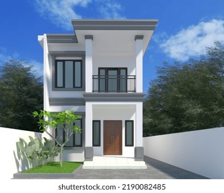 3d Rendering Front View House 2 Stock Illustration 2190082485 ...
