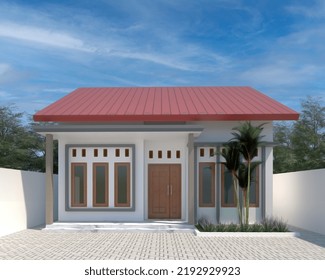 3d Rendering Front View House 1 Stock Illustration 2192929923 ...