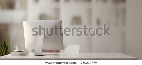 3d Rendering Front View Office Desk Stock Illustration 1950230779 ...