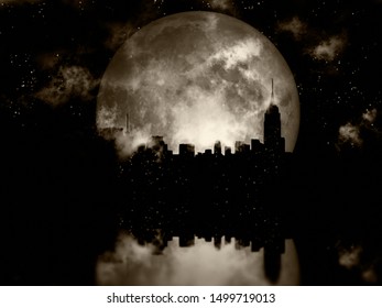 257 Moon over manhattan Images, Stock Photos & Vectors | Shutterstock