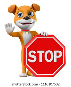 3d Rendering Funny Dog Stop Sign Stock Illustration 1110107582 ...
