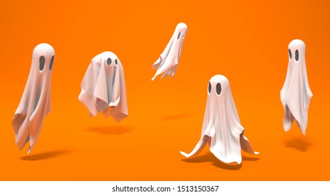 3d Rendering Ghost On Orange Background Stock Illustration 1513150367 ...
