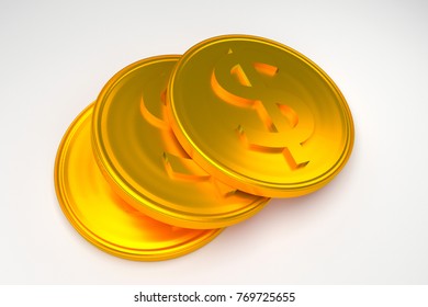 3d Rendering Gold Coin Object Isolated Stock Illustration 769725655 ...