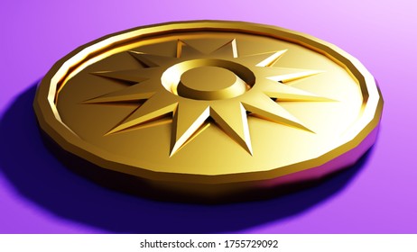 3d Rendering Gold Coin Sun Protruding Stock Illustration 1755729092 ...