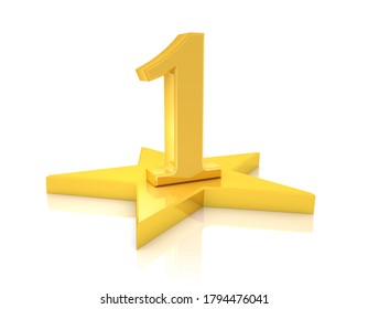 3D Golden Nummer 1 Einstern-Podium: Stockillustration 344101094 ...