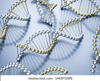 3d Rendering Gold Silver Dna Helix Stock Illustration 1443972098