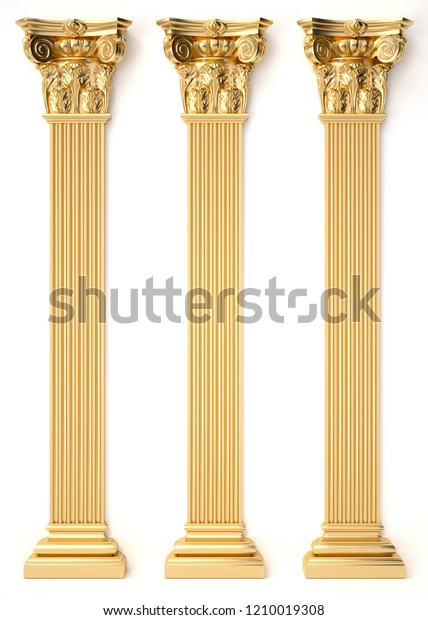 3d Rendering Golden Roman Column Decoration: ภาพประกอบสต็อก 1210019308 ...