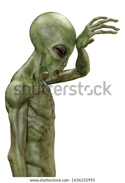 3d Rendering Green Alien Isolated On Stock Illustration 1636232995 ...
