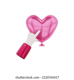 3d Rendering Hand Touching Heart Balloon Stock Illustration 2120765417 ...