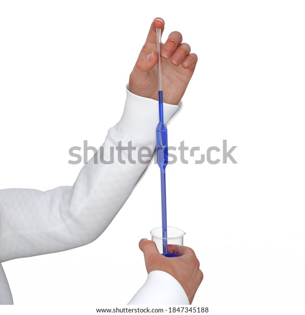 3d Rendering Hands Holding Pipette Beaker Stock Illustration 1847345188 ...