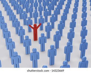 3d Rendering Happy Guy Among Neutral Stock Illustration 14323663 ...