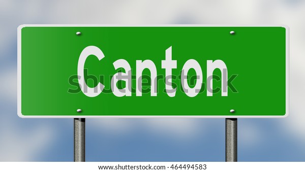3d Rendering Highway Sign Canton Stock Illustration 464494583 ...