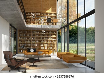 3d Rendering Home Library Stock Illustration 1837889176 | Shutterstock
