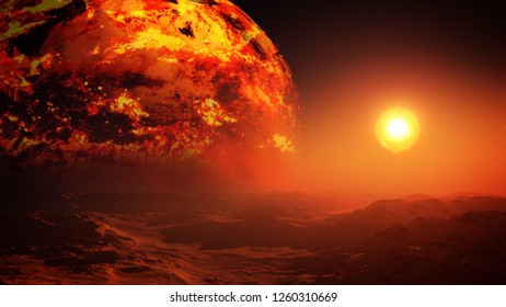 3d Rendering Hot Moon Surface View Stock Illustration 1260310669 ...