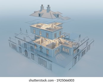 3d Rendering House Design Process Stock Illustration 1925066003 ...