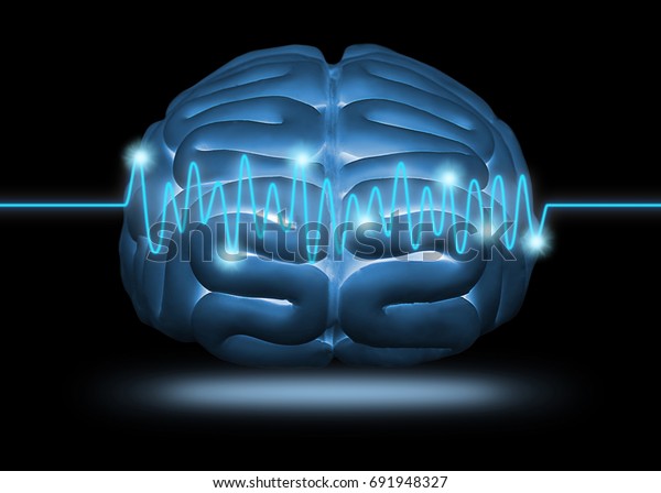 3d Rendering Human Brain Brain Wave Stock Illustration 691948327 ...