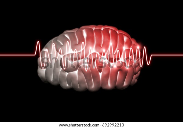 3d Rendering Human Brain Brain Wave Stock Illustration 692992213 ...