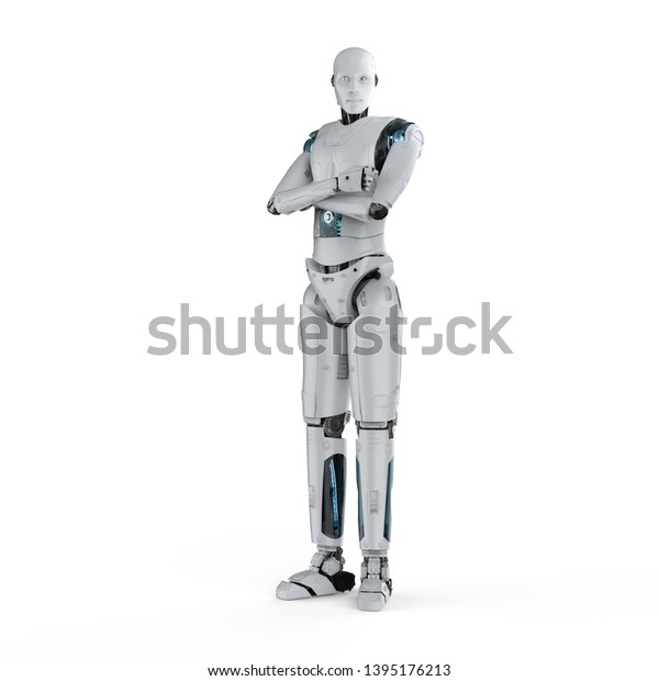 3d Rendering Humanoid Robot Arm Crossed Stock Illustration 1395176213