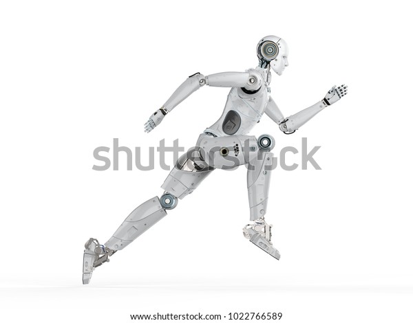 3d Rendering Humanoid Robot Running Jumping Stock Illustration ...