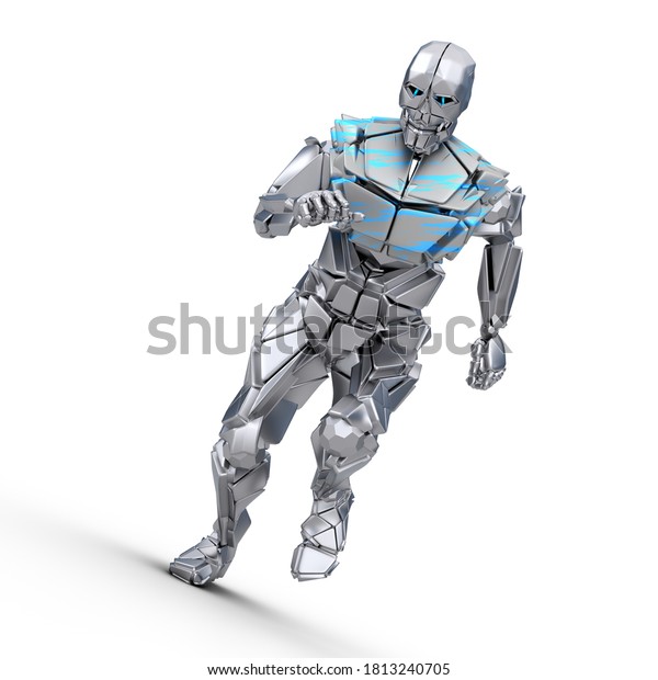 3d Rendering Humanoid Robot Running Pose Stock Illustration 1813240705 ...