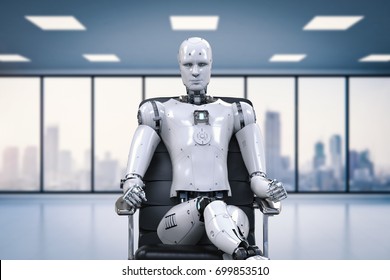 3d Rendering Humanoid Robot Sit On Stock Illustration 699853510 ...
