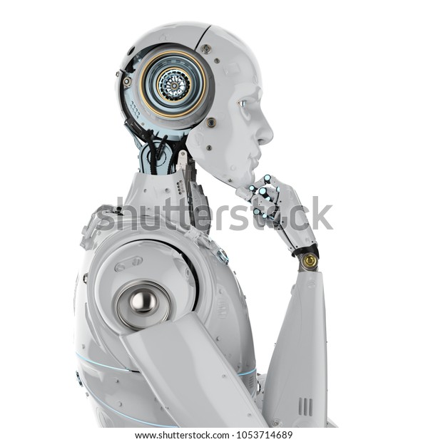 3d Rendering Humanoid Robot Thinking On Stock Illustration 1053714689 ...