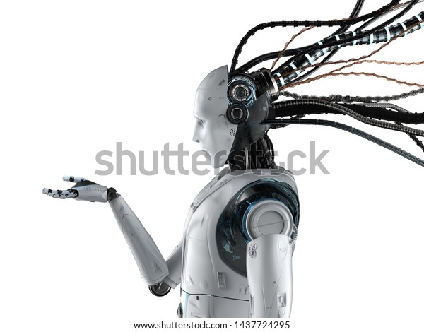 3d Rendering Humanoid Robot Wires Isolated Stock Illustration ...