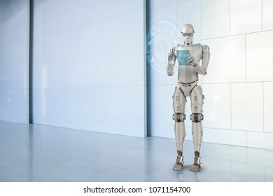 3d Rendering Humanoid Robot Working Digital Stock Illustration ...