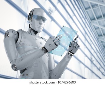 3d Rendering Humanoid Robot Working Digital: стоковая иллюстрация ...