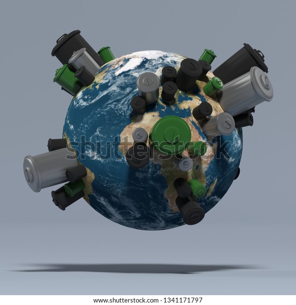 3d Rendering Humans Garbage On Earth Stock Illustration 1341171797 ...