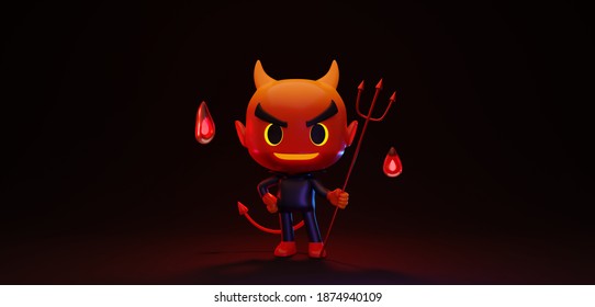 3d Rendering Illustration Concept Devil Character Stock Illustration ...