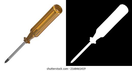 3d Rendering Illustration Cross Section Screwdriver Stock Illustration ...