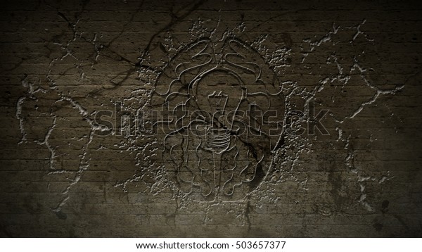 3d Rendering Illustration Crumbling Wall Revealing Stock Illustration ...