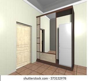 3d Rendering Illustration Interior Design Wardrobe Stock Illustration ...