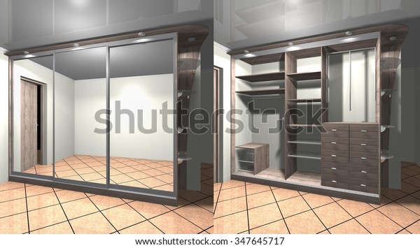 3d Rendering Illustration Interior Design Wardrobe Stock Illustration ...