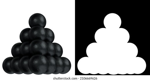 3d Rendering Illustration Stack Cannonballs Stock Illustration 2106669626