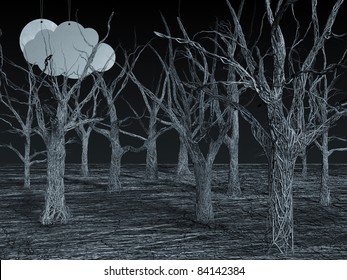 3d Rendering Illustration Wire Made Forest Stock Illustration 84142384 ...