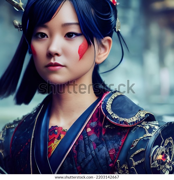 3d Rendering Imaginary Female Samurai Warrior Stock Illustration ...