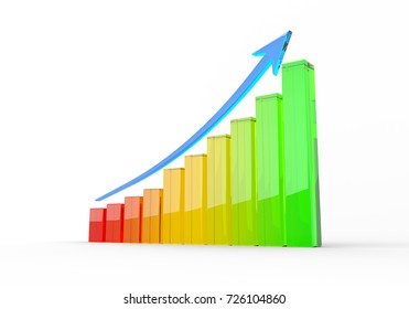 3d Rendering Increasing Glass Column Graph Stock Illustration 726104860 ...