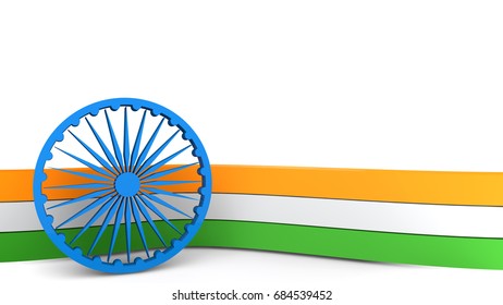 3d Rendering Indian Flag Wheel Symbol Stock Illustration 684539452 ...