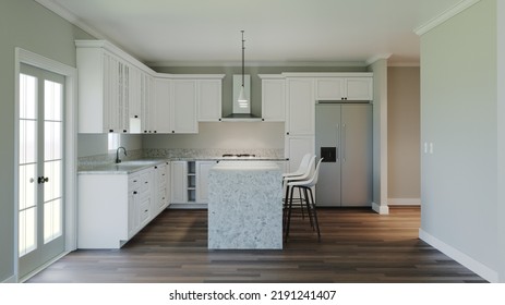 3d Rendering Interior White Kitchen Interior Stock Illustration ...