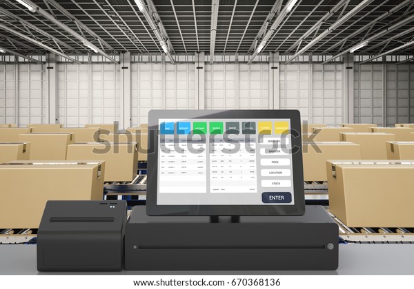 3d Rendering Inventory Management System Factory Stock Illustration ...