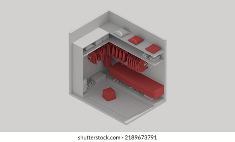 3d Rendering Isometric Dressing Room Interior Stock Illustration ...