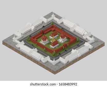 3d Rendering Isometric Temple Architecture Landmark Stock Illustration ...