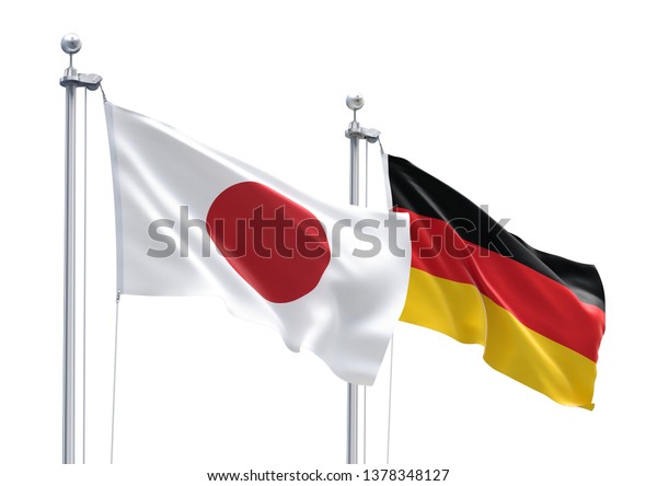 3d Rendering Japan Germany Flags Waving Stock Illustration 1378348127 ...