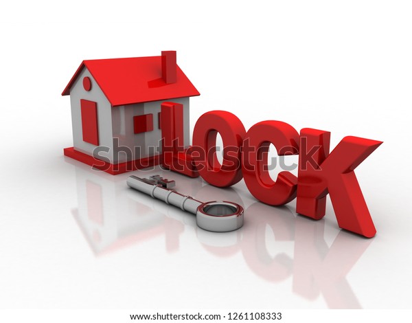 3d Rendering Key Lock House Stock Illustration 1261108333