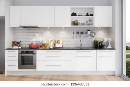 Modern White Kitchen Counter White Details Stock Photo 1470349310 ...
