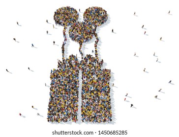 Big Crowd Small Symbolic 3d Figures Stock Illustration 57295090