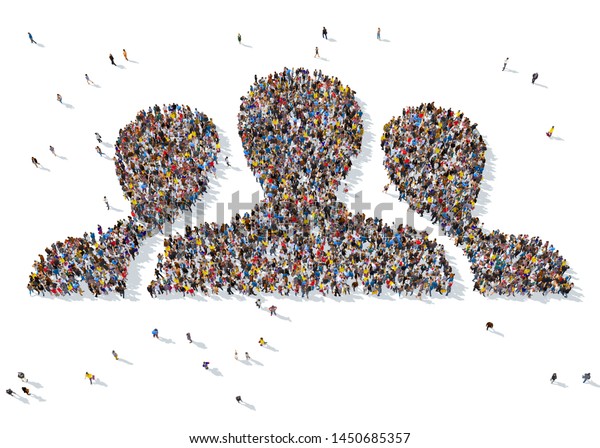 3d Rendering Large Crowd People Gathered Stock Illustration 1450685357 ...