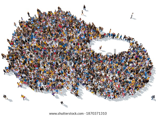 3d Rendering Large Crowd People Gathered Stock Illustration 1870371310 ...